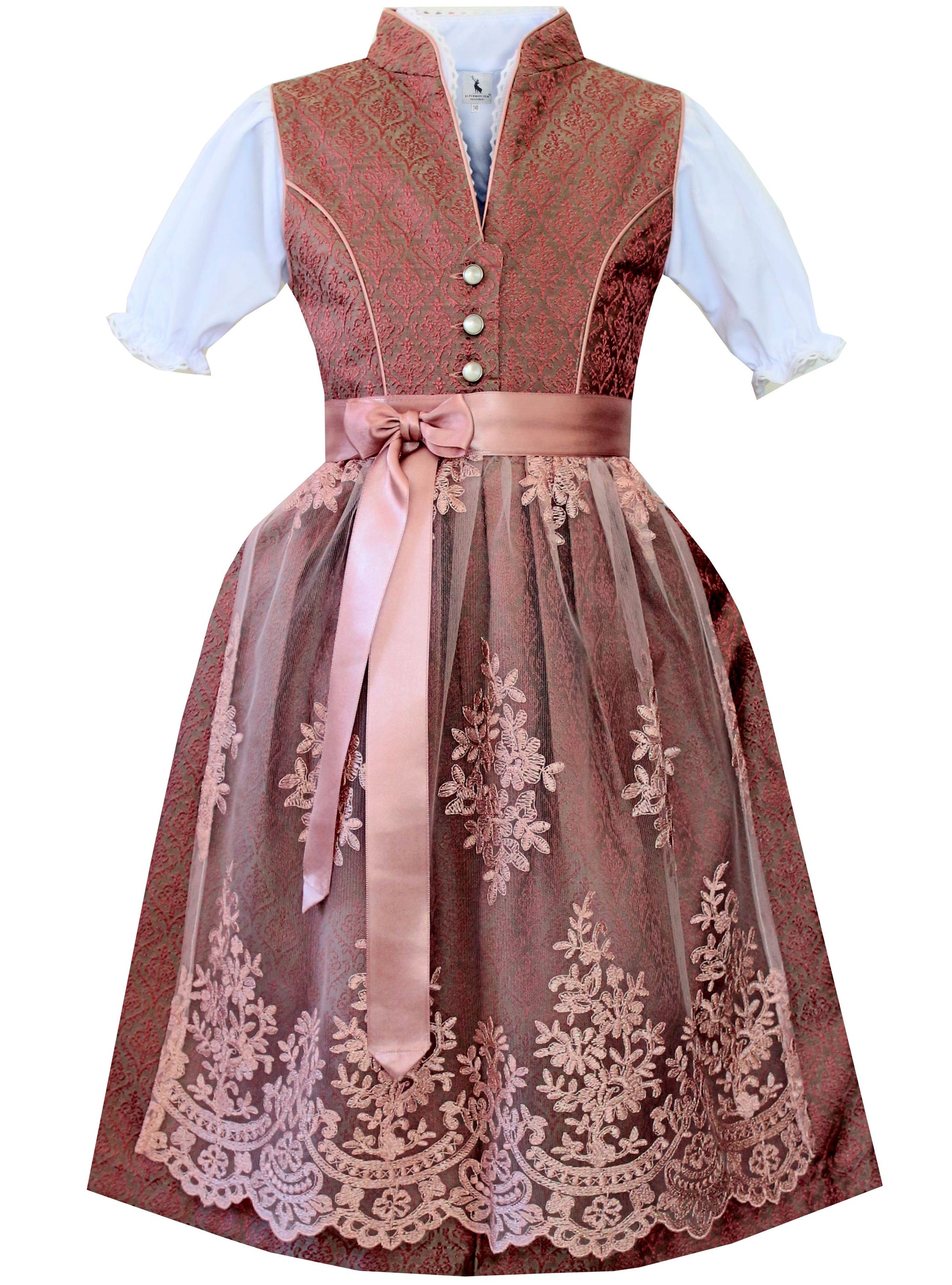 Kinderdirndl Elsa in Dunkelrot - ALM-K977